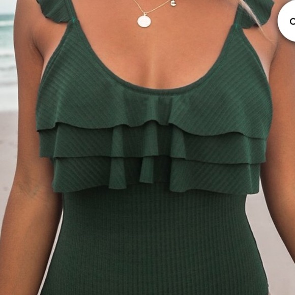 Swim | Super Cute Dark Green Swim Suit | Poshmark